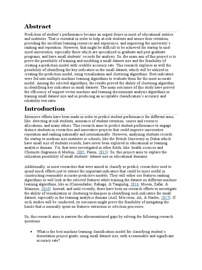 Predicting Student Performance with Small Datasets | PDF | Machine Learning | Statistical ...