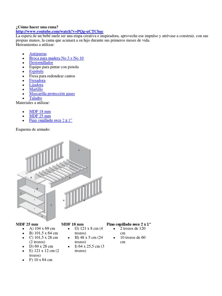 Cómo Hacer Una Cuna 1ºparte | PDF | Herramientas | Materiales