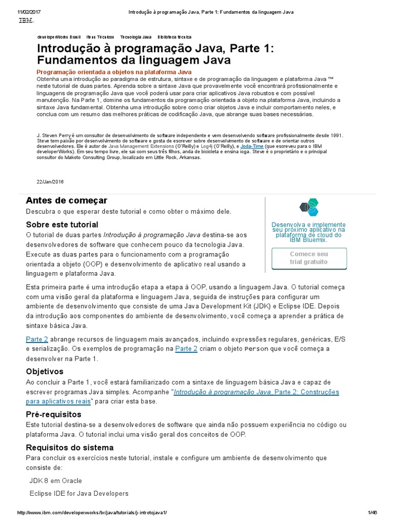 Introdução À Programação Java, Parte 1 - Fundamentos Da Linguagem Java ...