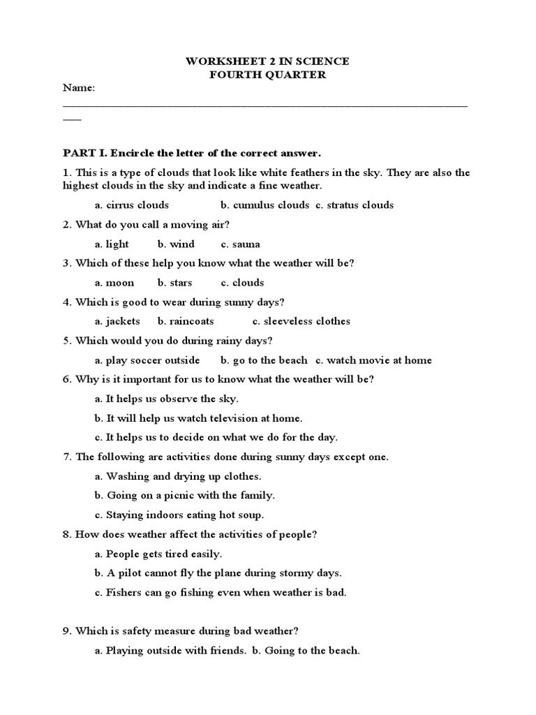 Worksheet Science | PDF | Venus | Planets
