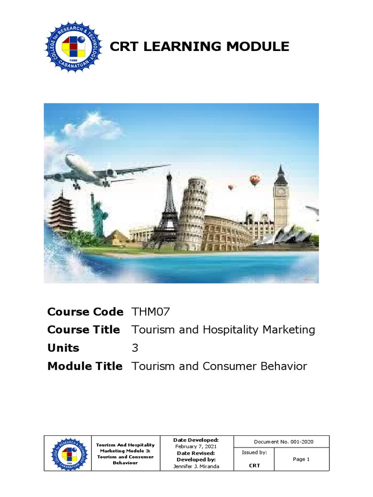 Thm07 Module 3 Tourism And Consumer Behaviour Pdf Consumer