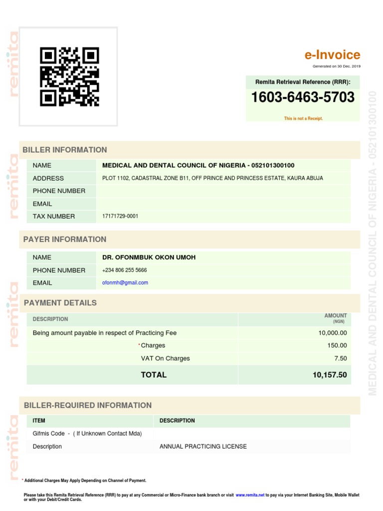 2020 MDCN Remita License | Download Free PDF | Payments | Market ...