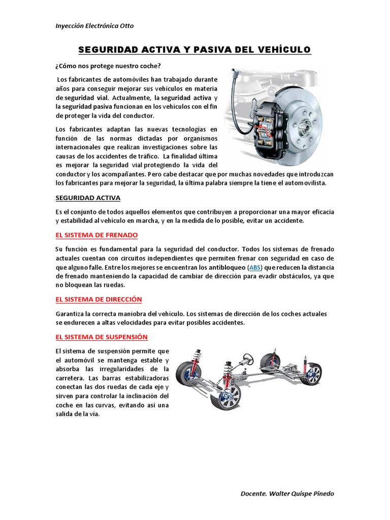 Seguridad Activa y Pasiva Del Vehículo | PDF | Seguridad vial | Direccion
