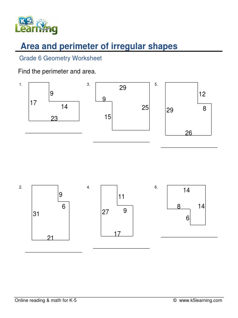 Area Of Complex Shapes Worksheet 6th Grade Areas Of Irregular Figures