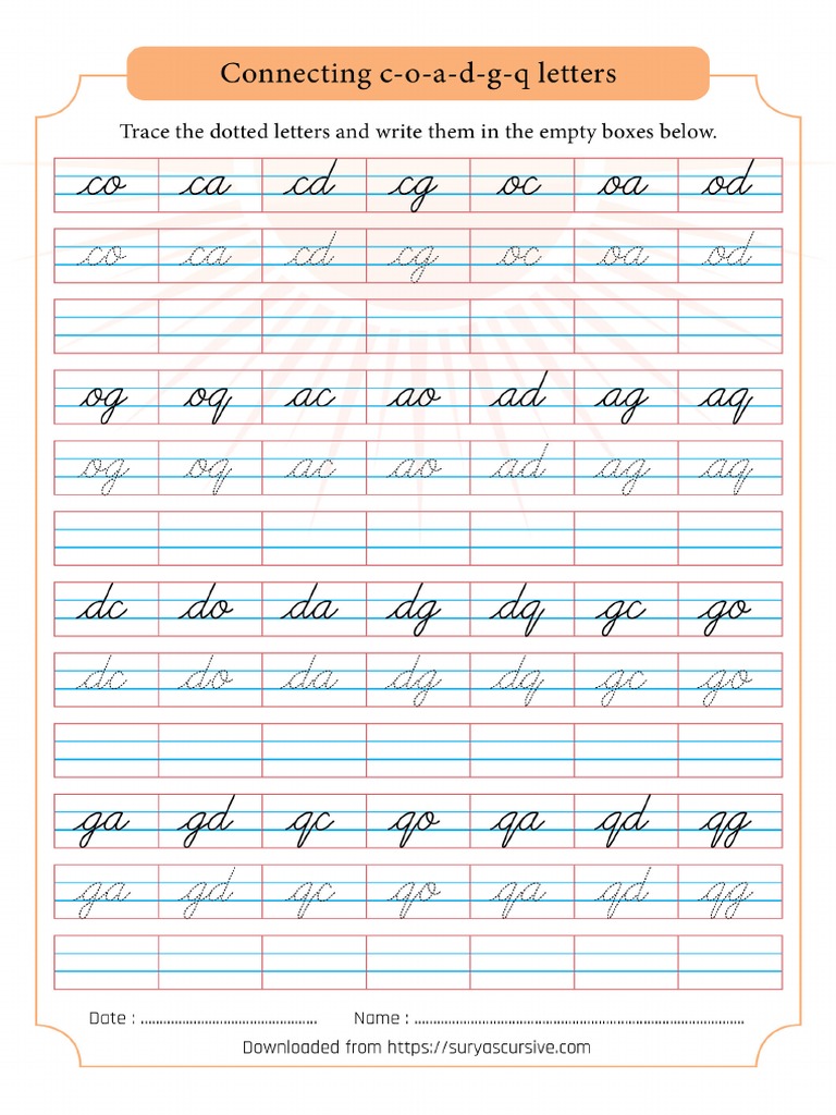 Cursive Connecting Letters 1 | PDF