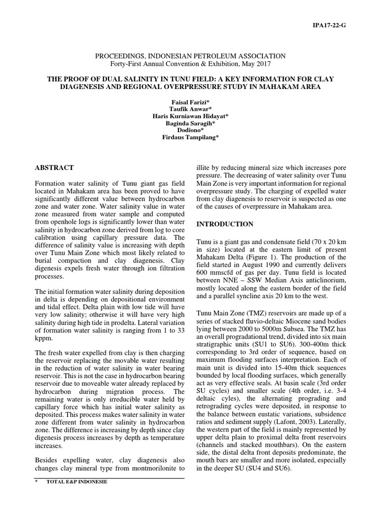 IPA17-22-G: Dual Salinity in Tunu Field Provides Key Insights | PDF ...