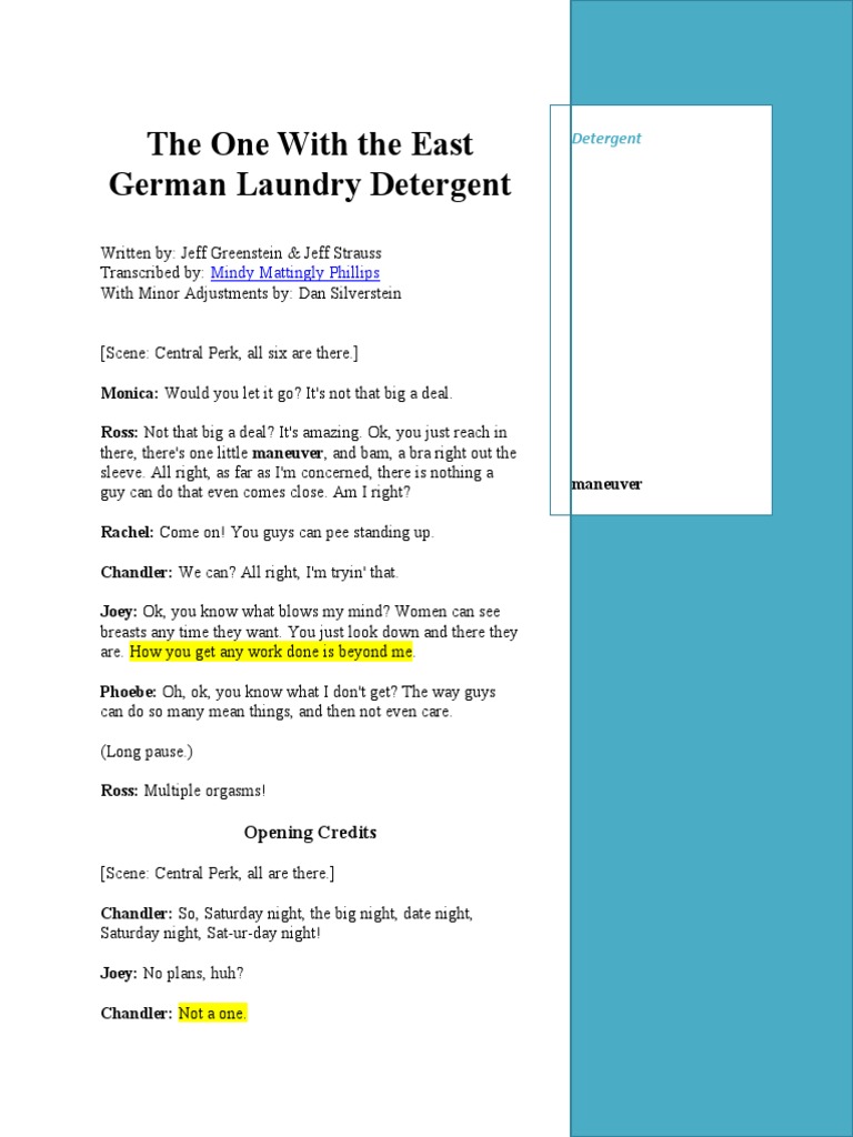 05.the One With The East German Laundry Detergent | PDF | Friends ...