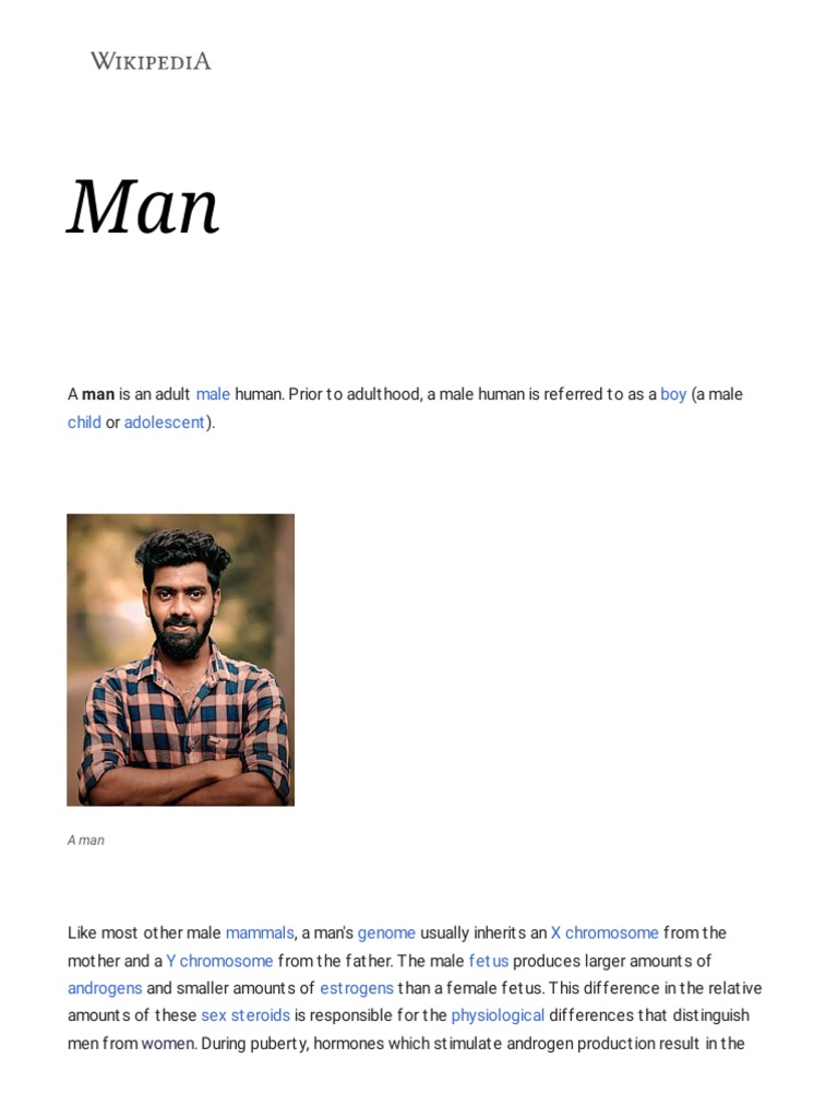 Man - Wikipedia | PDF | Man | Sex