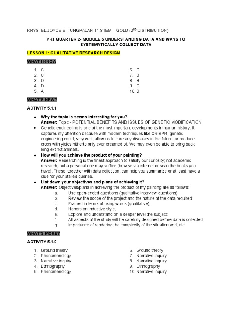 PR1 Quarter 2 Module 5 Lesson 1 and 2 Passed | PDF | Sampling ...