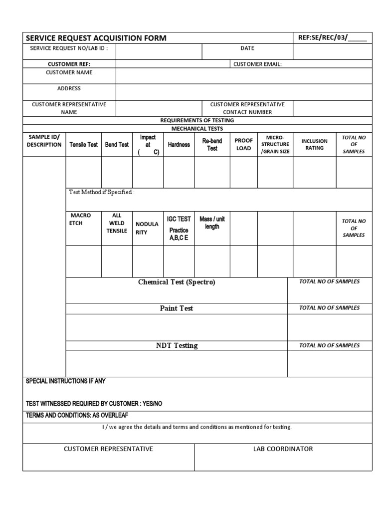 SERVICE REQUEST FORM | PDF | Business