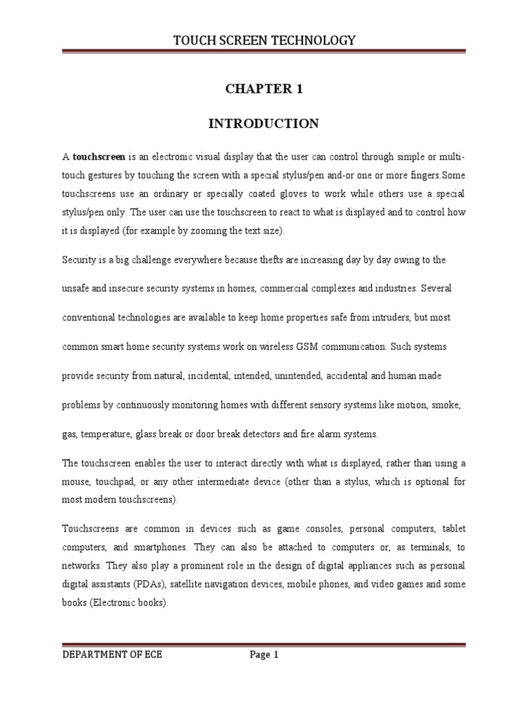 Touch Screen Technology | PDF | Touchscreen | Personal Computers