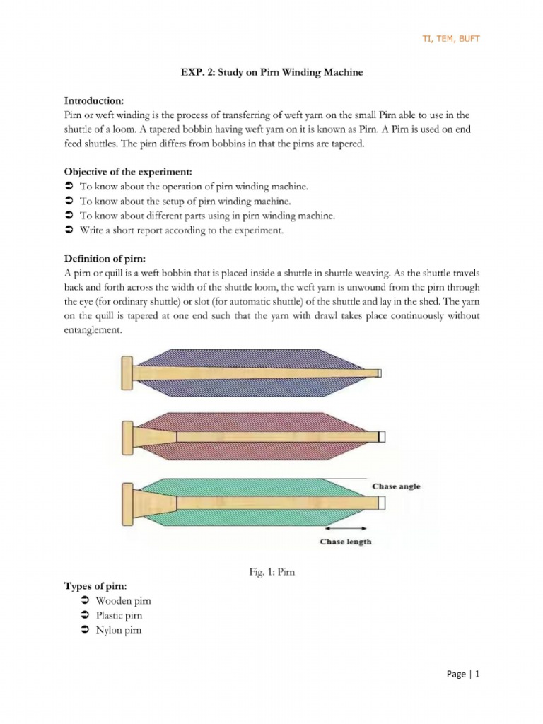 EXP2-Study On Pirn Winding Machine | PDF