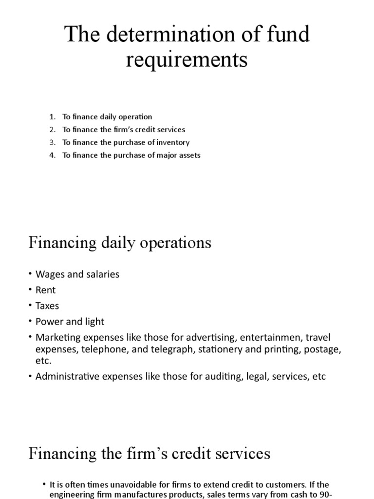 The Determination of Fund Requirements | PDF