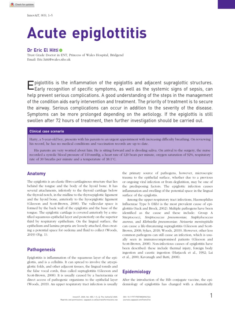 Acute Epiglottitis: DR Eric El Hitti | PDF | Medical Specialties ...