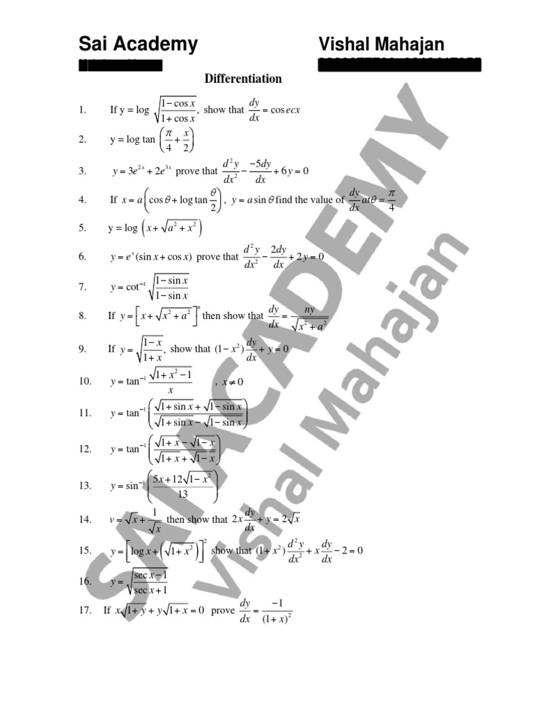 Differentiation DPP | PDF | Teaching Mathematics