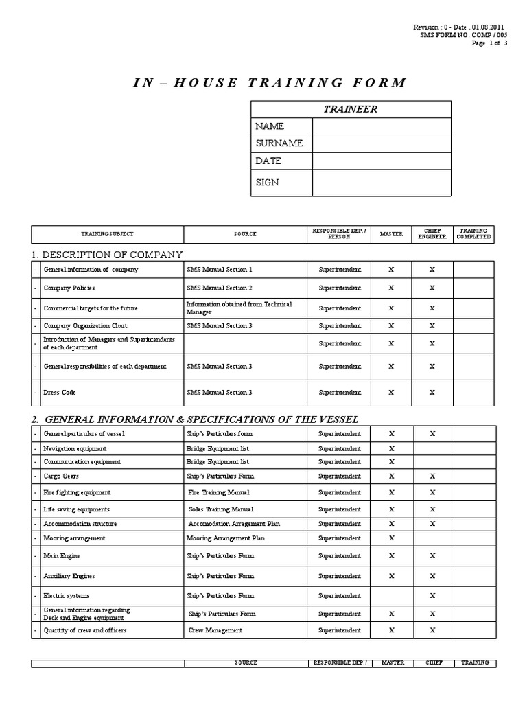Ism In House Training Pdf Water Transport Shipping