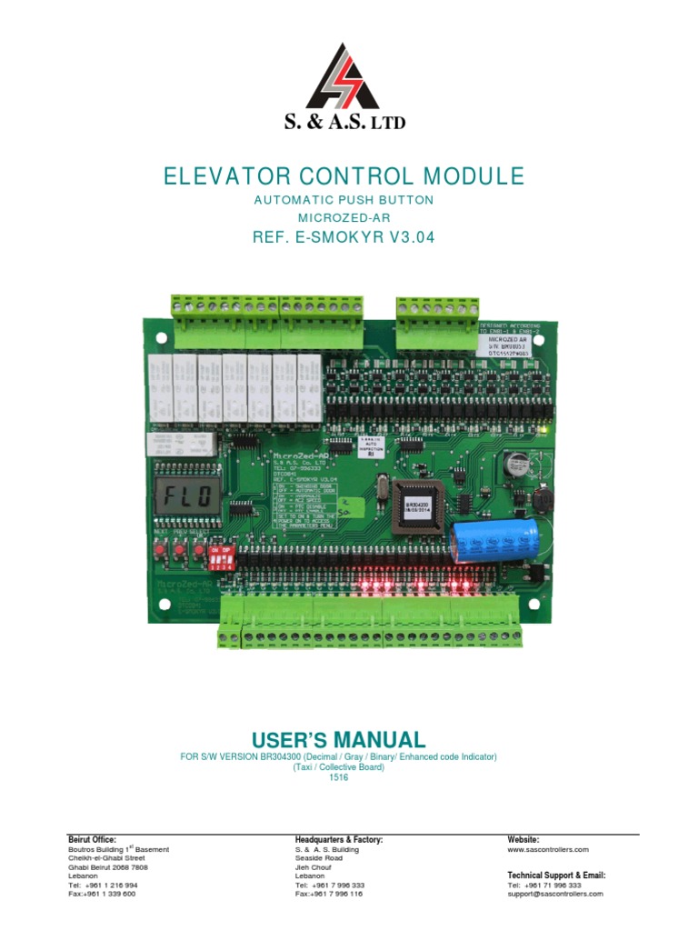 Elevator Control Module: User'S | PDF | Elevator | Switch