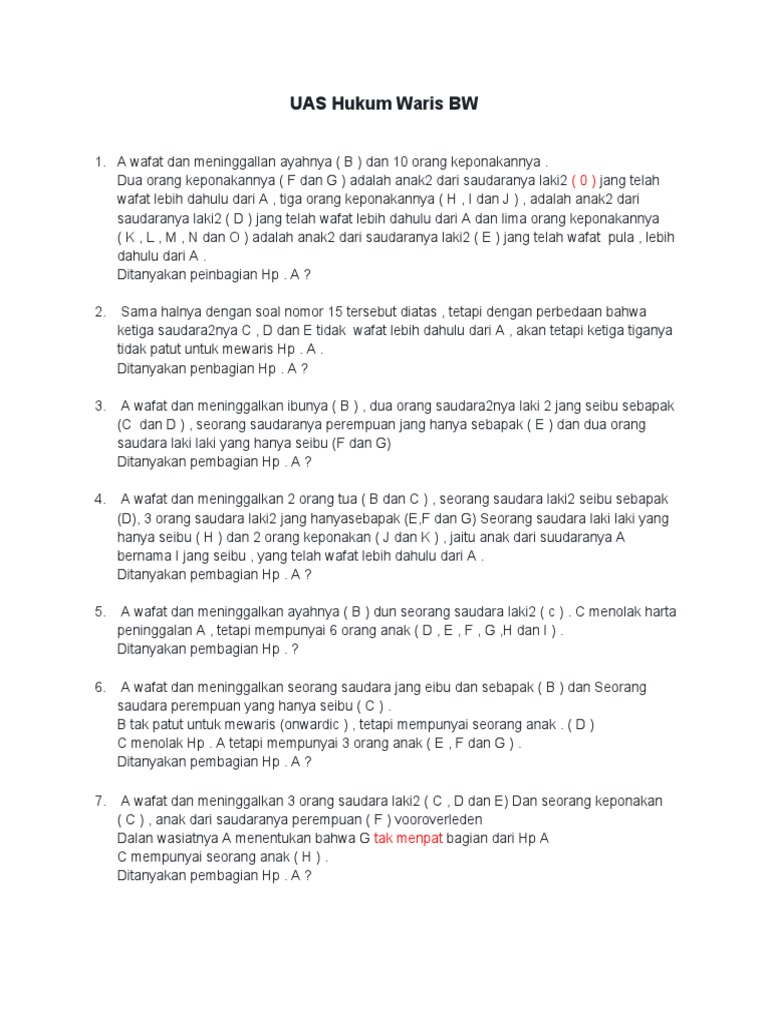 UAS Hukum Waris KUH Perdata | PDF