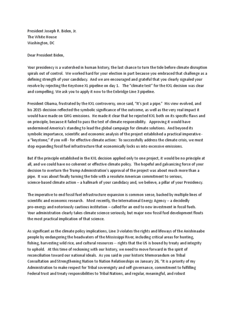 Biden Pipeline Letter | PDF | Keystone Pipeline | Nature