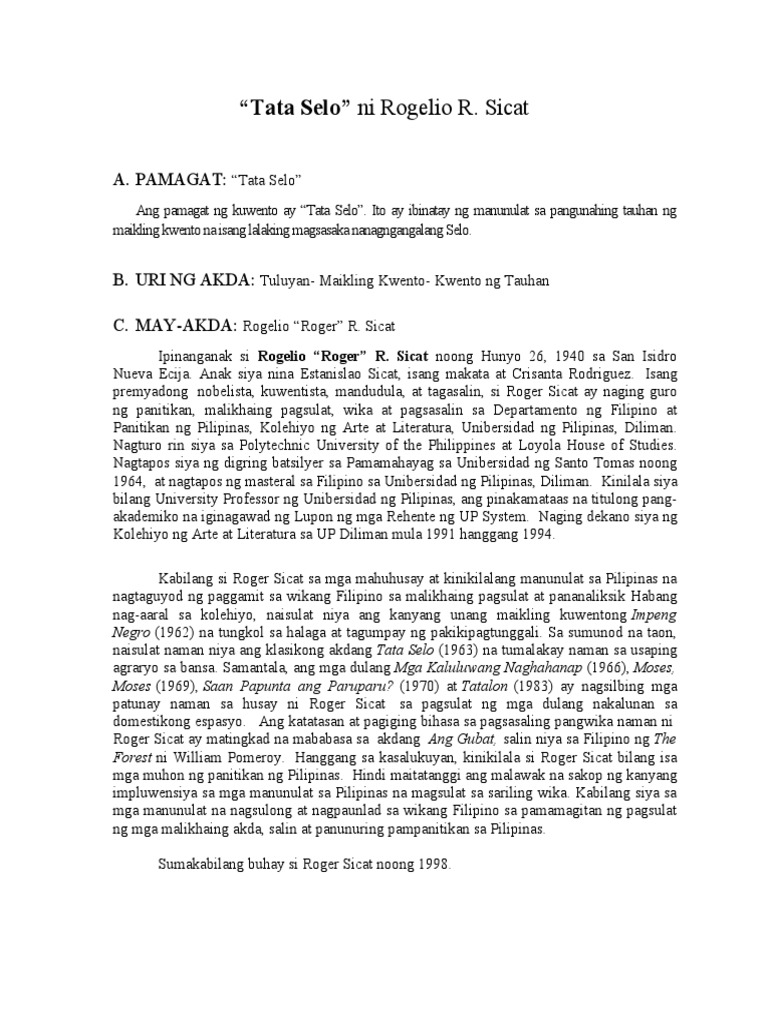 Pagsusuri Tata Selo | PDF