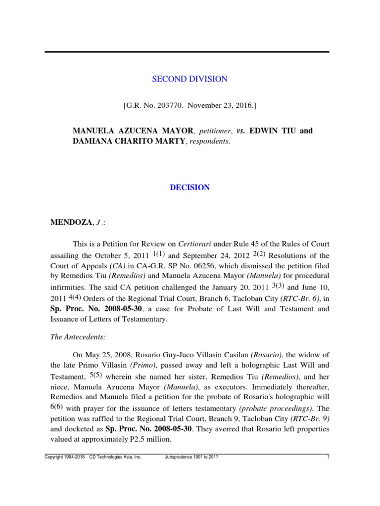 Mayor Vs Tiu | PDF | Probate | Injunction