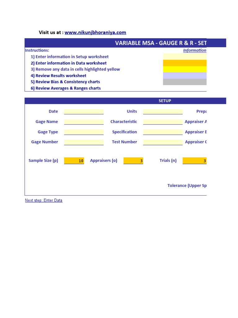 GRR Study MSA Template | PDF