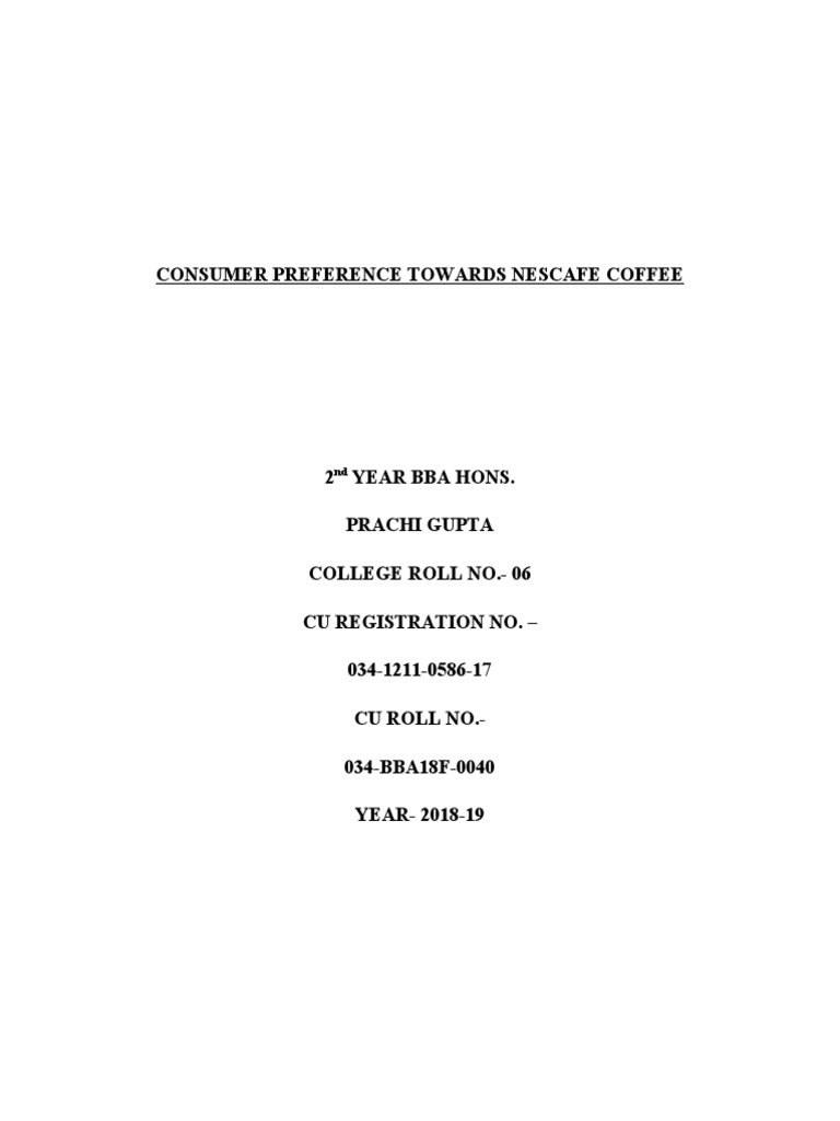 Consumer Preference Towards Nescafe Coffee | PDF | Market Segmentation ...