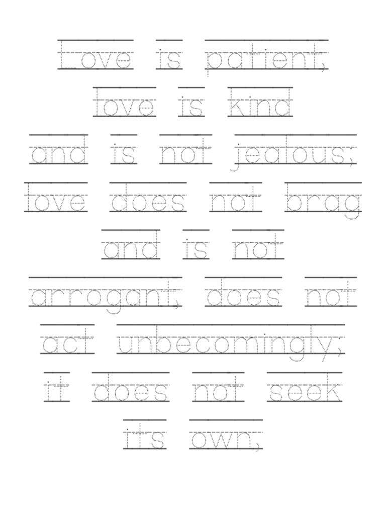 1 Corinthians 13 Print Tracing | PDF | Self-Improvement | Religion ...