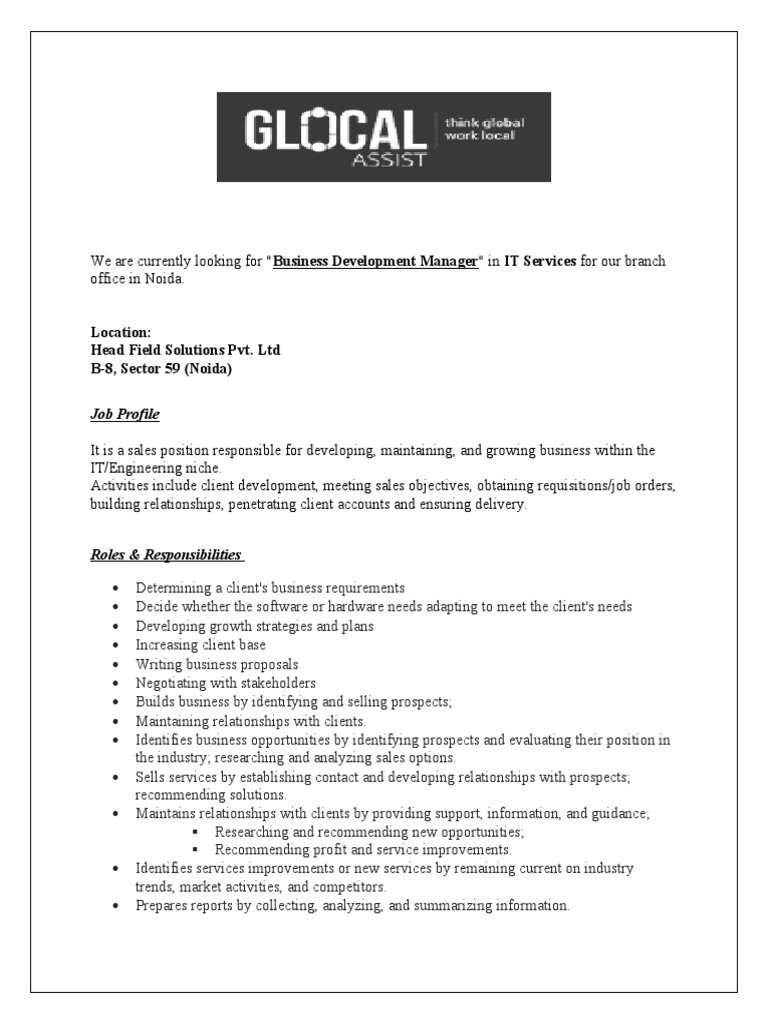 Location: Head Field Solutions Pvt. LTD B-8, Sector 59 (Noida) | PDF ...