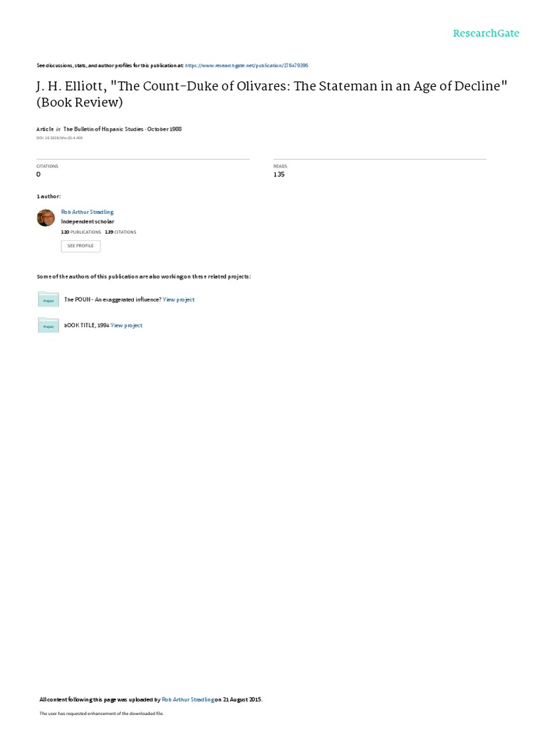 J. H. Elliott, "The Count-Duke of Olivares: The Stateman in An Age of ...