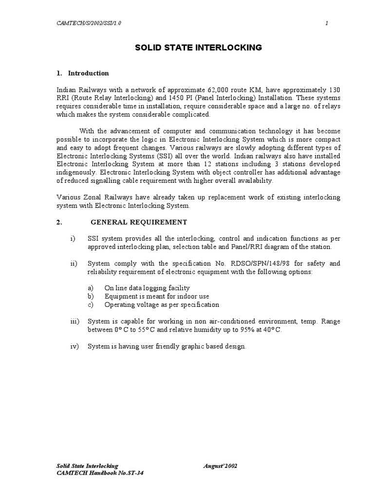 Solid State Interlocking: CAMTECH/S/2002/SSI/1.0 1 | PDF | Input/Output ...