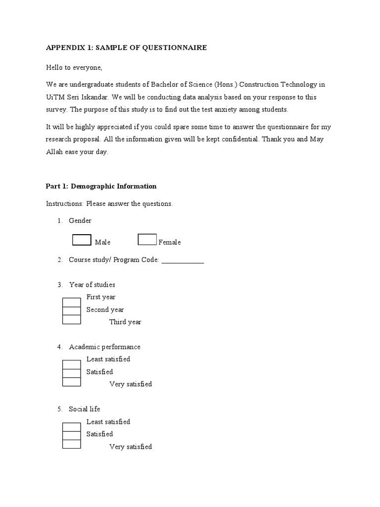Measuring Test Anxiety: A Questionnaire for Undergraduate Students ...