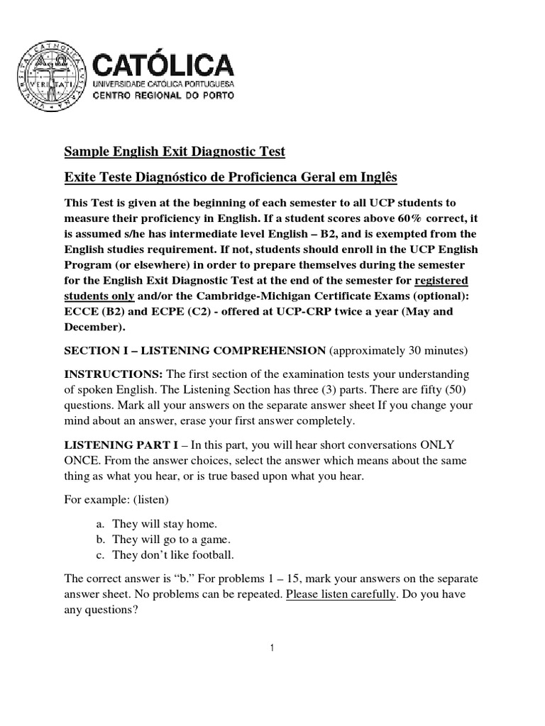 English - Sample Exit Test | PDF | Placebo | Federal Government Of The ...