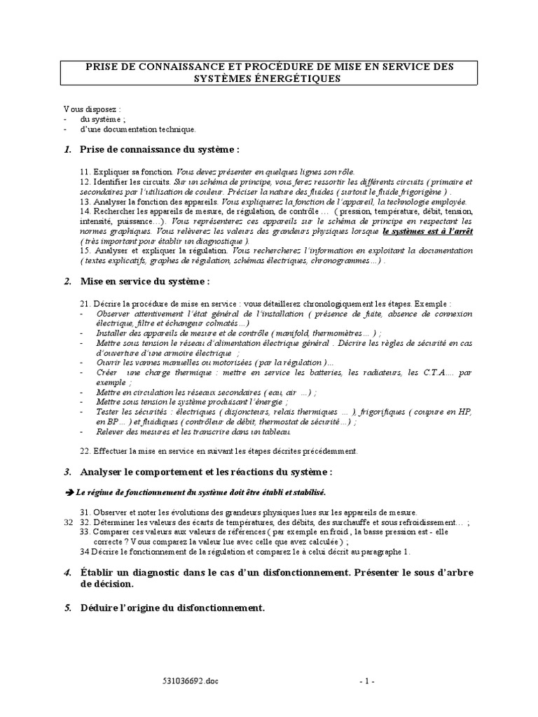 Procédure de mise en service électrique | PDF | Pression | Électricité