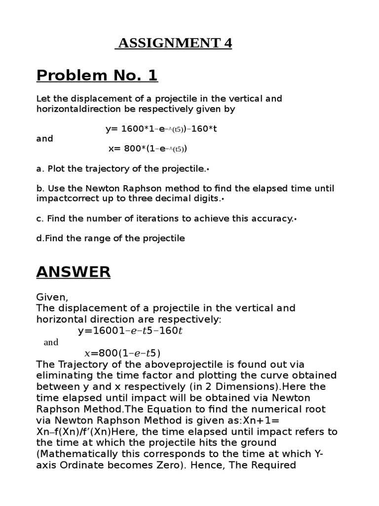 Assignment 4 Problem No. 1 | PDF | Mathematical Objects | Physics