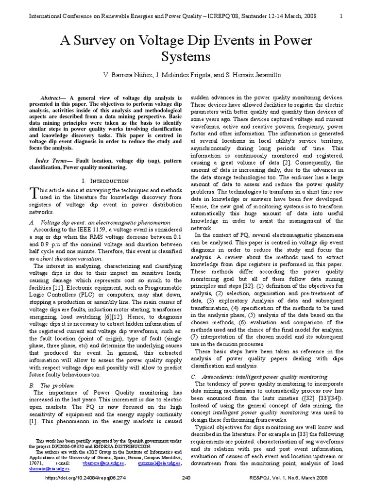 Voltage Dip Events in Power System | PDF | Support Vector Machine ...