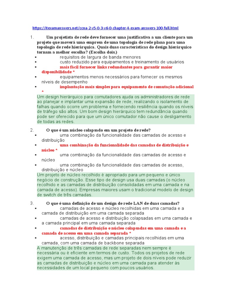 Exame Ccna 04 | PDF | Comutador de rede | Ethernet