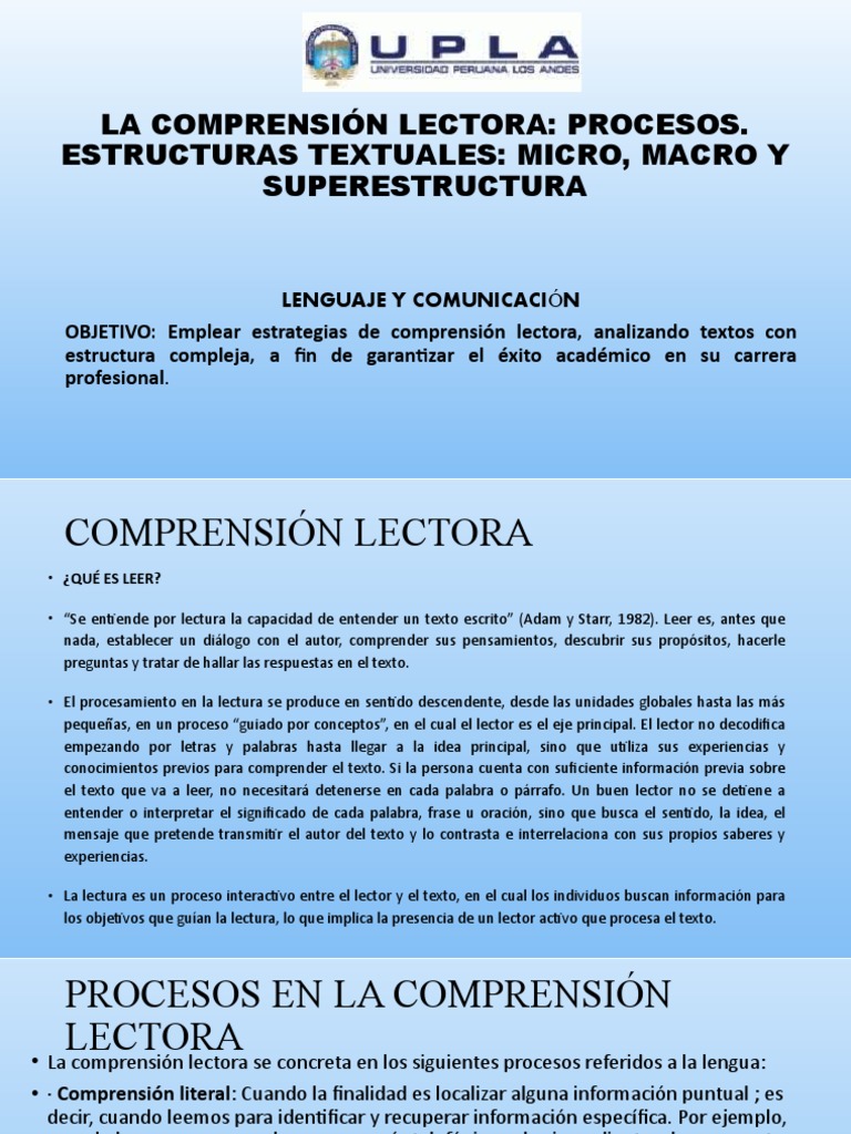 Semana 5 Procesos de La Lectura - Estructura | PDF | Comprensión ...