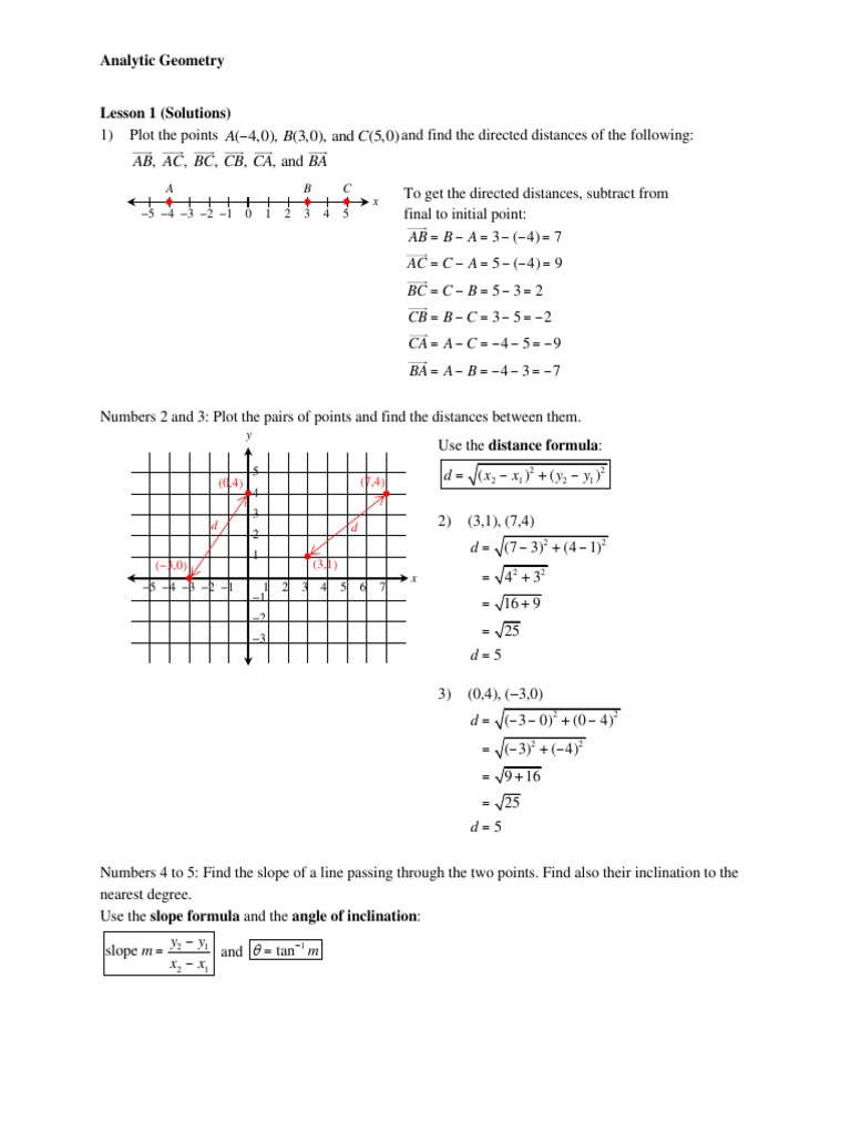 Analytic Geometry (Solutions) | PDF | Algebra | Elementary Geometry