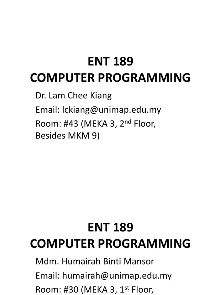 Ent189 Week1 | PDF | Computer Program | Programming