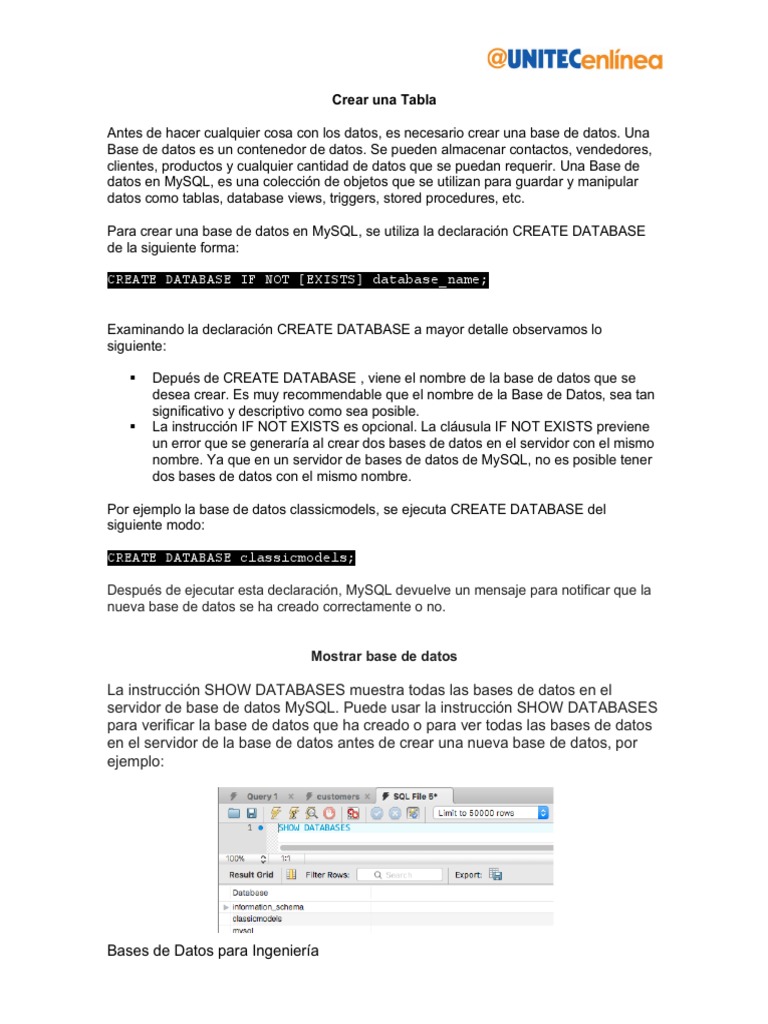1 - Administrar Bases de Datos en MySQL | PDF | Mi sql | Bases de datos