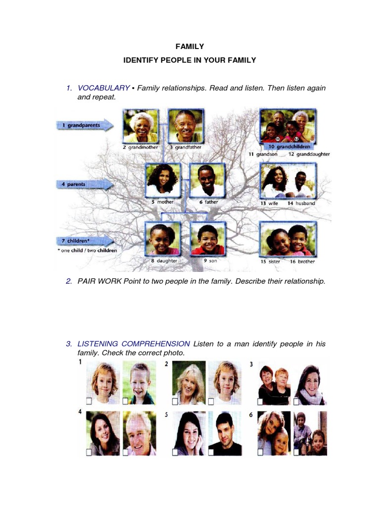 Vocabulary: - Family Relationships. Read and Listen. Then Listen Again ...