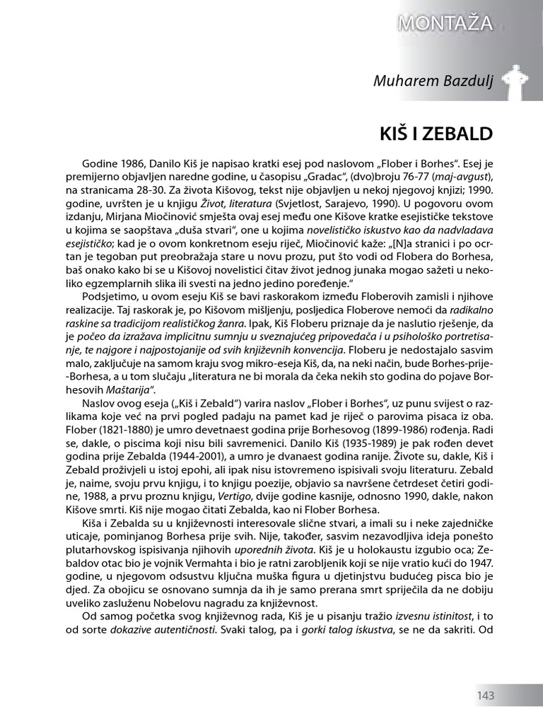 Kiš I Ze Bald: Muharem Bazdulj | PDF