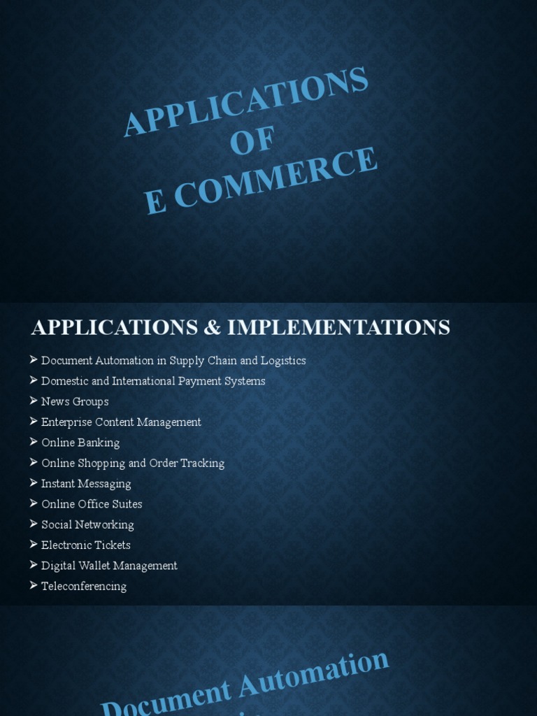 Applications of E Commerce | Download Free PDF | E Commerce | Online ...