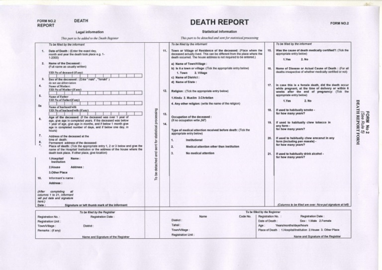 Death Reporting Form | PDF