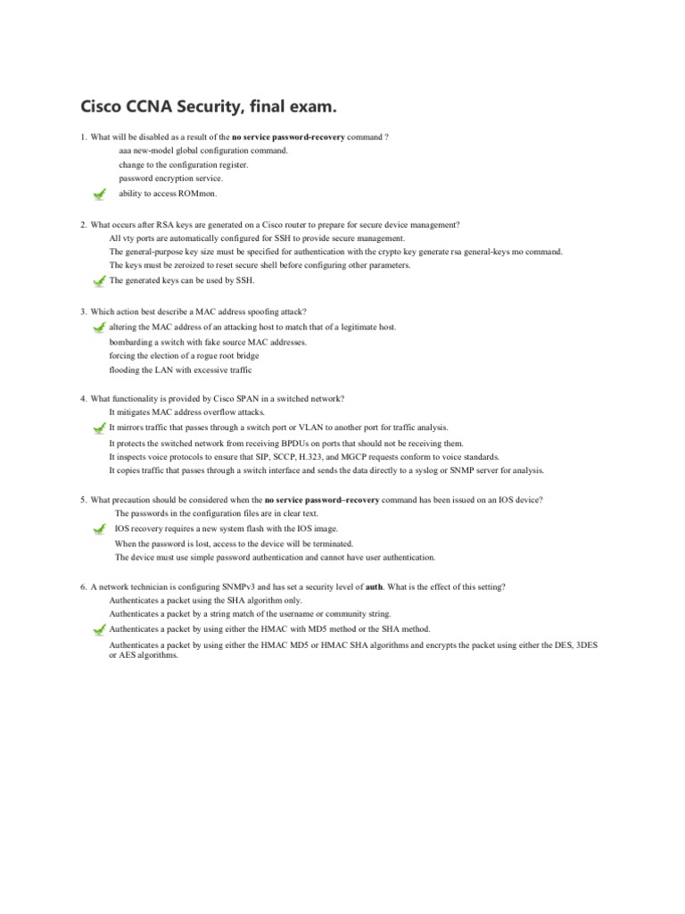 Cisco CCNA Security Final Exam | PDF | Radius | Virtual Private Network