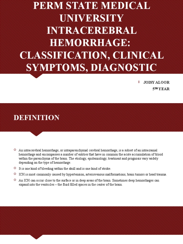 Intracerebral Hemorrhage - Classification, Clinical Symptoms ...