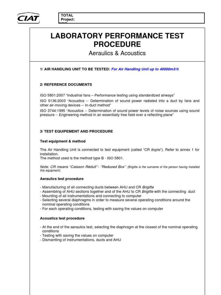 Air Handling Unit Performance Testing Guide | PDF | Instrumentation ...