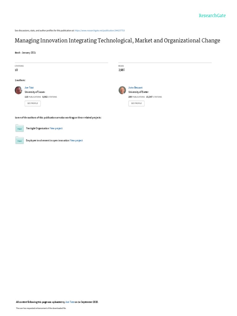 Managing Innovation Integrating Technological, Market and ...