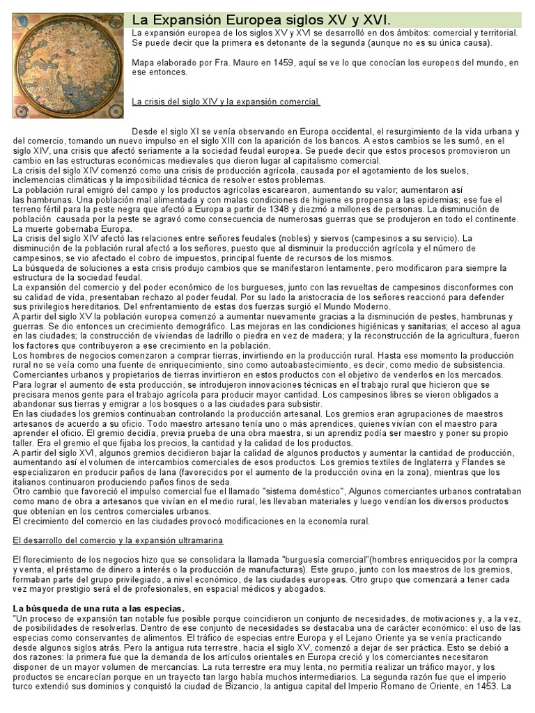 La Expansion Europea Siglos XV y XVI Causas y Consecuencias 2021 para Crea 2. | PDF | Cristobal ...